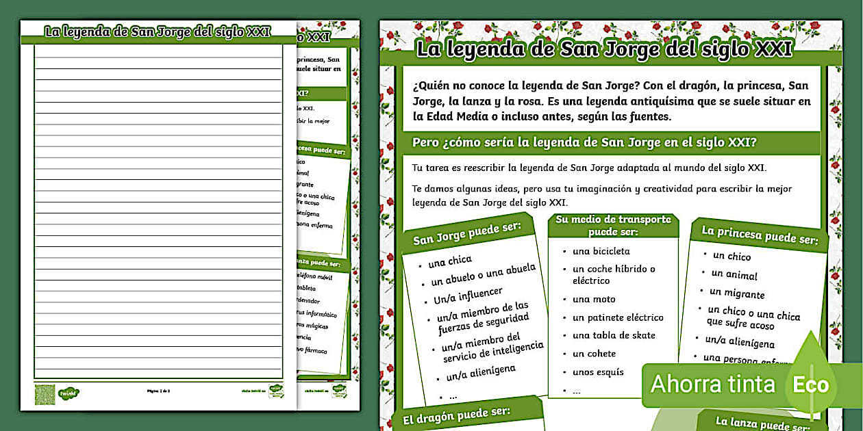 Ficha de actividad: La leyenda de san Jorge del siglo XXI