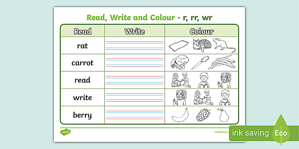 Read, Write and Colour (teacher made) - Twinkl