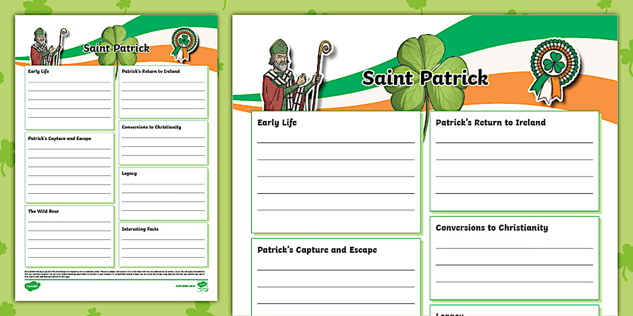 Saint Patrick Fact File Template - Twinkl