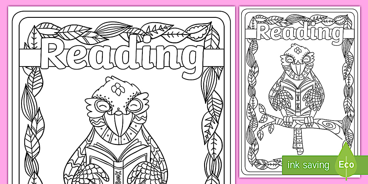 TAS Reading Mindfulness Colouring Book Cover - Twinkl