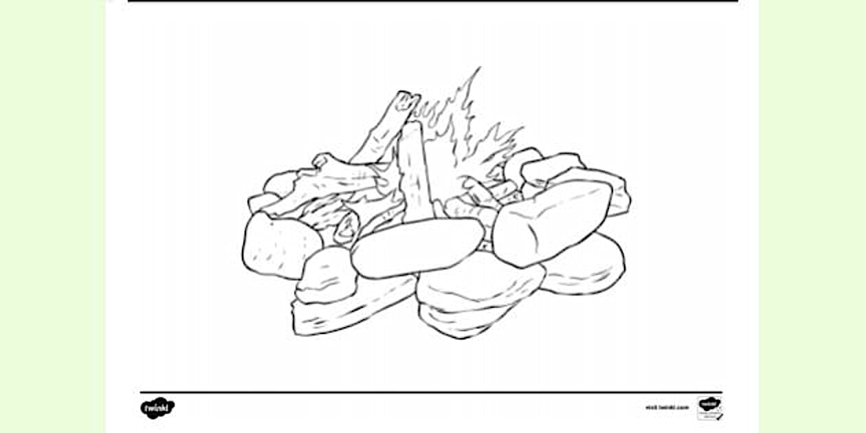 Camp Fire Phlogiston Colouring Sheet (teacher made) - Twinkl