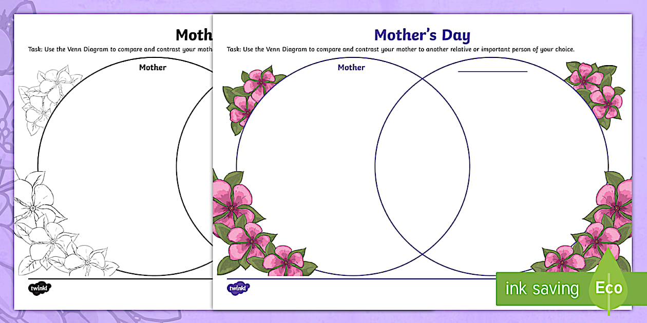 Mother's Day Venn Diagram Worksheet (teacher made) - Twinkl