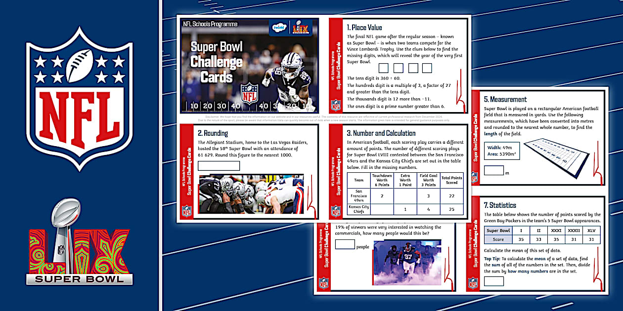 FREE! - 👉 Super Bowl Challenge Cards | NFL & Twinkl | Super Bowl LIX