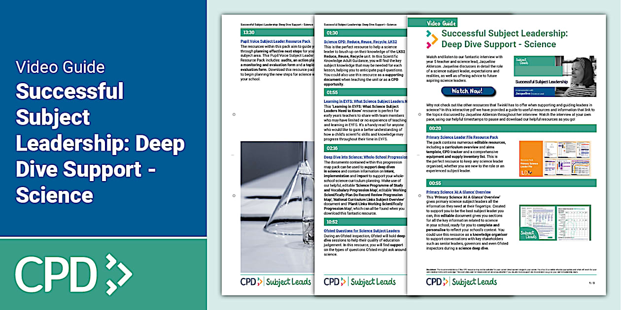 Successful Subject Leadership: Deep Dive Support - Science