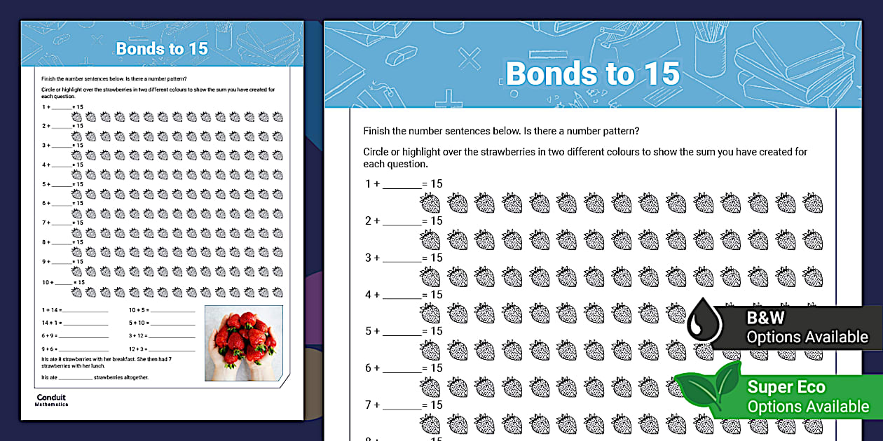 Reinforcing Number: Bonds to 15 Activity Sheet - Twinkl