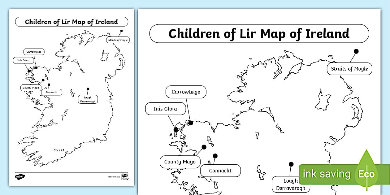 Children of Lir Map of Ireland (teacher made) - Twinkl