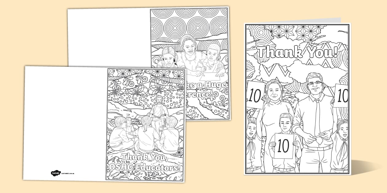 OSHC Educator Thank You Greetings Cards - Twinkl