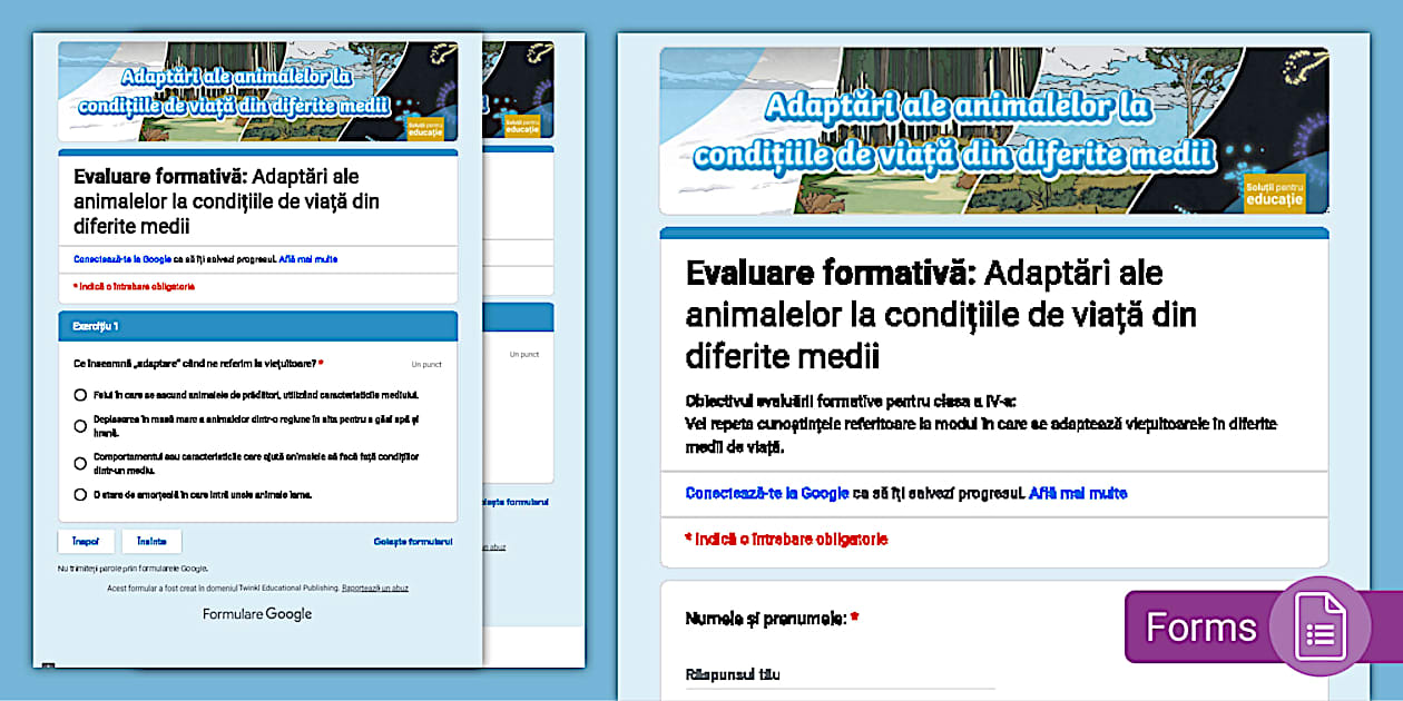 Adaptări ale animalelor la condiții de mediu – Evaluare/Temă