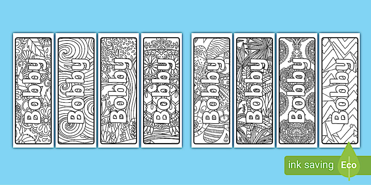 Bobby Mindfulness Name Colouring Bookmarks | Twinkl | KS1