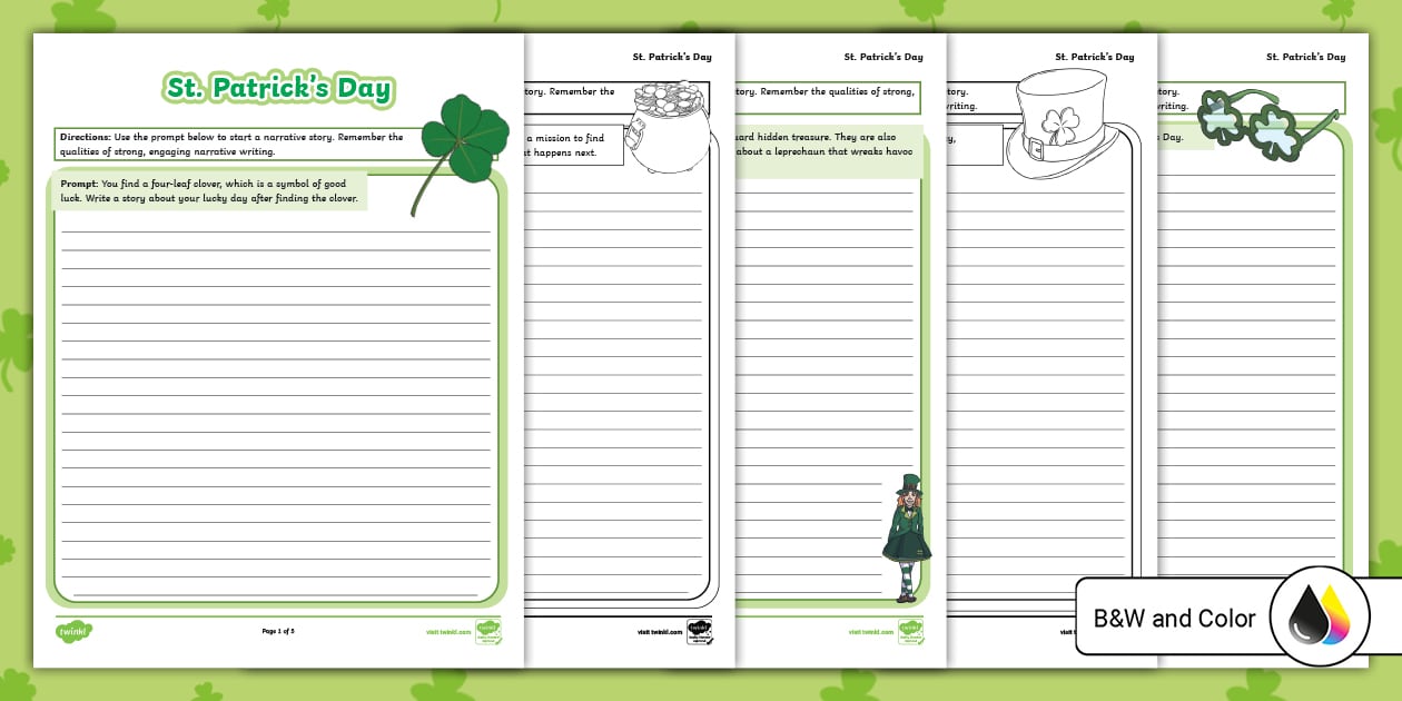 Sixth Grade St. Patrick's Day Narrative Writing Prompts