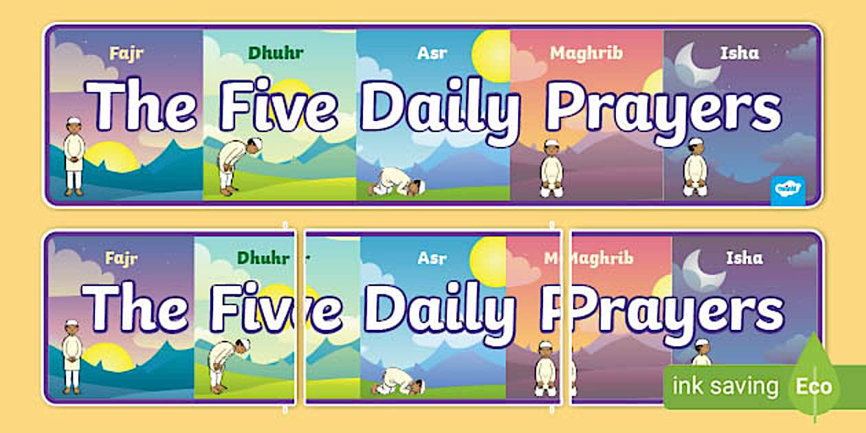 The Five Daily Prayers Display Banner - Twinkl