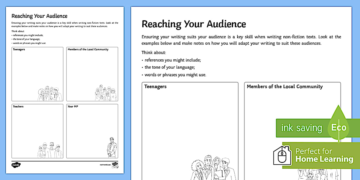 GCSE Reaching Your Audience Worksheet / Worksheet - Twinkl