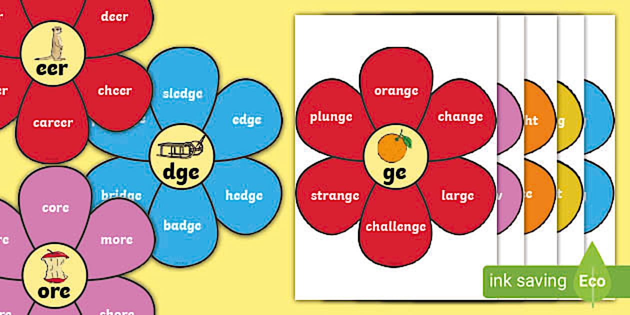 Phase 6 Phonics Sound Family Flowers - KS1 - Twinkl