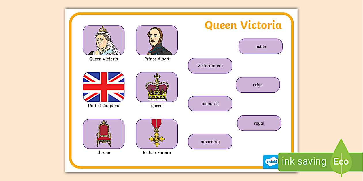 Cursive Queen Victoria Word Mat (teacher made) - Twinkl