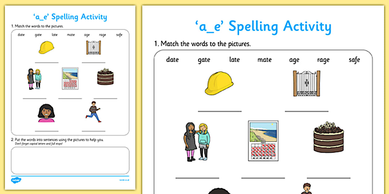 a-e Spelling Activity - ESL Spelling Activities - Twinkl