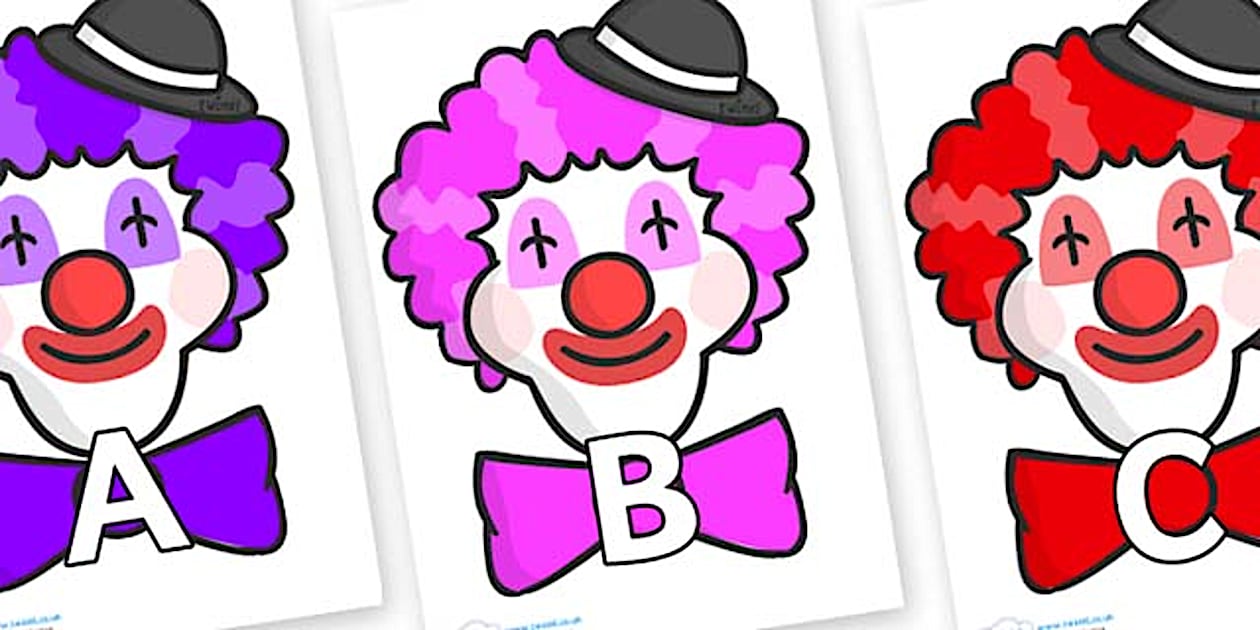 A-Z Alphabet on Clown Faces (teacher made) - Twinkl