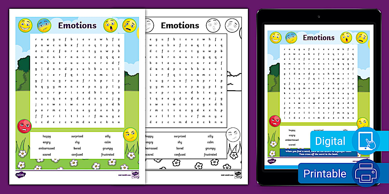 Emotions Word Search | 3rd Grade Resource | Twinkl USA
