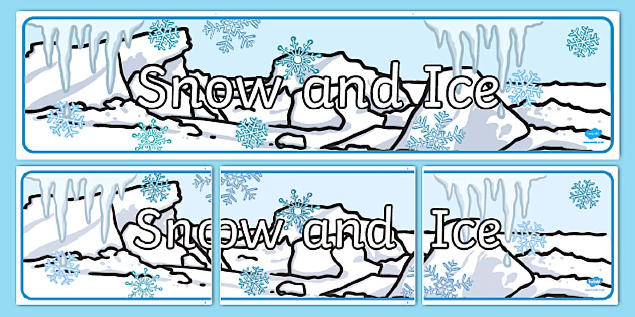 Cursive Snow and Ice Display Banner (teacher made) - Twinkl