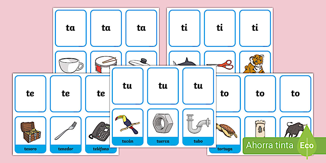 Juego de memoria: Sílabas ta te ti to tu - Twinkl