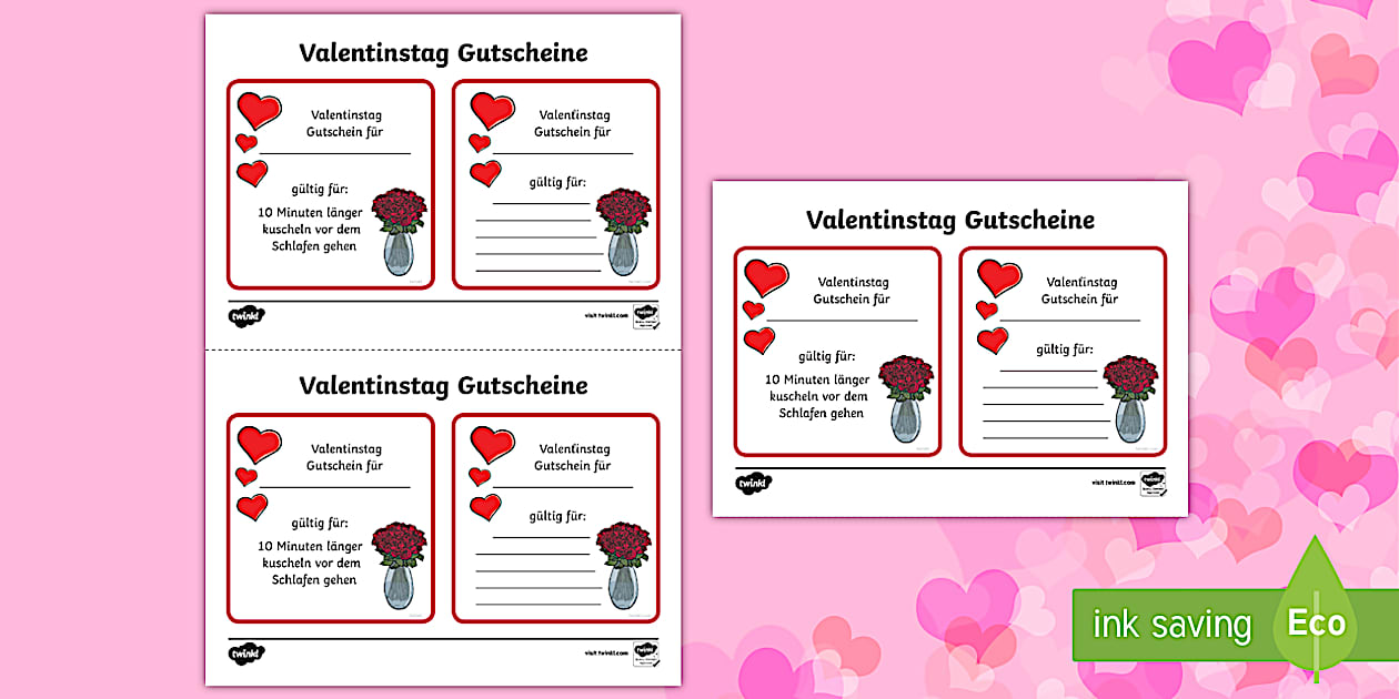 Valentinstag Gutscheine Schreibvorlage (teacher made)
