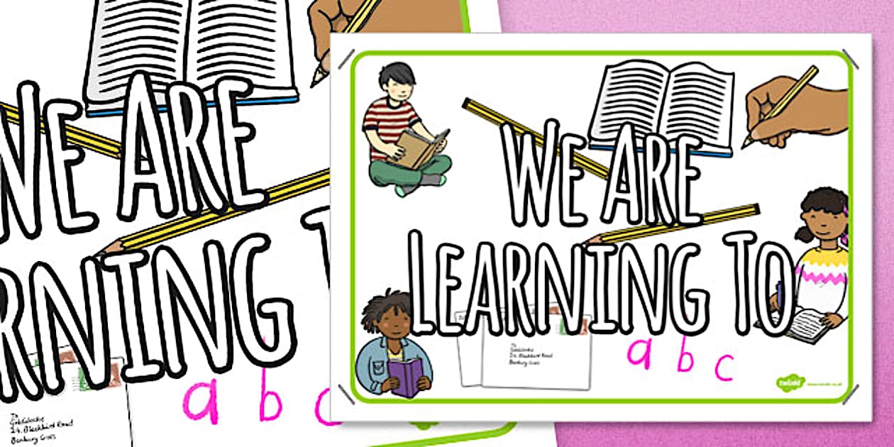 Editable English Themed We Are Learning To Display Poster