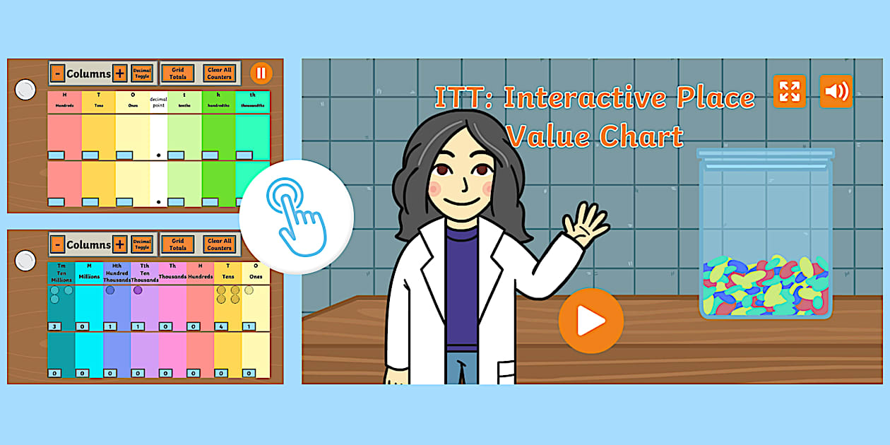 Teaching Tools: Interactive Place Value Chart With Counters
