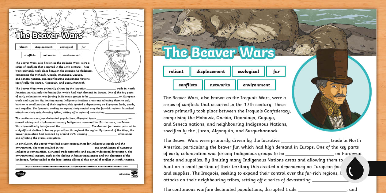 FREE! - The Beaver Wars Cloze Activity (Teacher-Made)