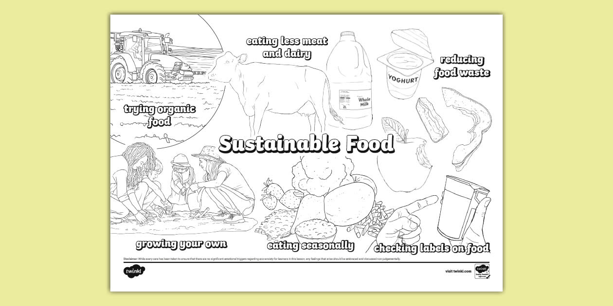 Sustainable Food Colouring Sheet for Kids (teacher made)