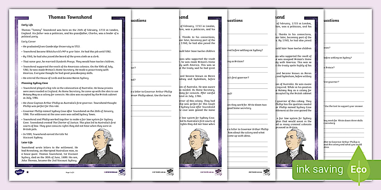 Thomas Townshend Differentiated Reading Comprehension