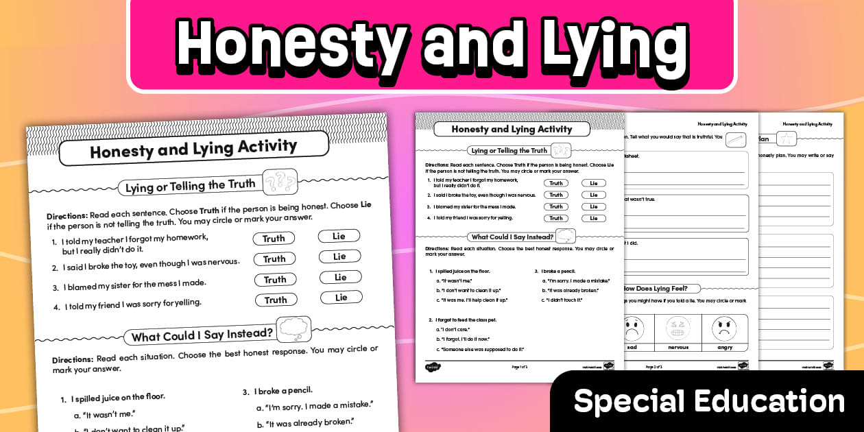 Honesty and Lying Activity for Special Education