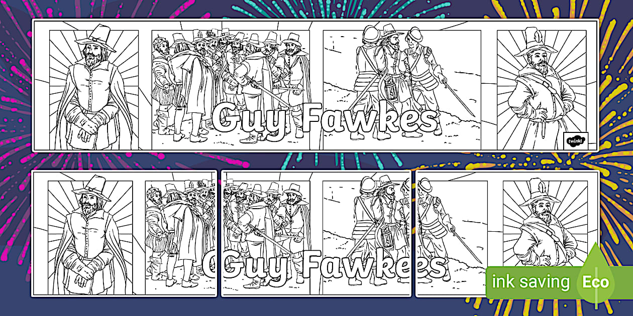 Guy Fawkes Colouring Display Banner (teacher made) - Twinkl