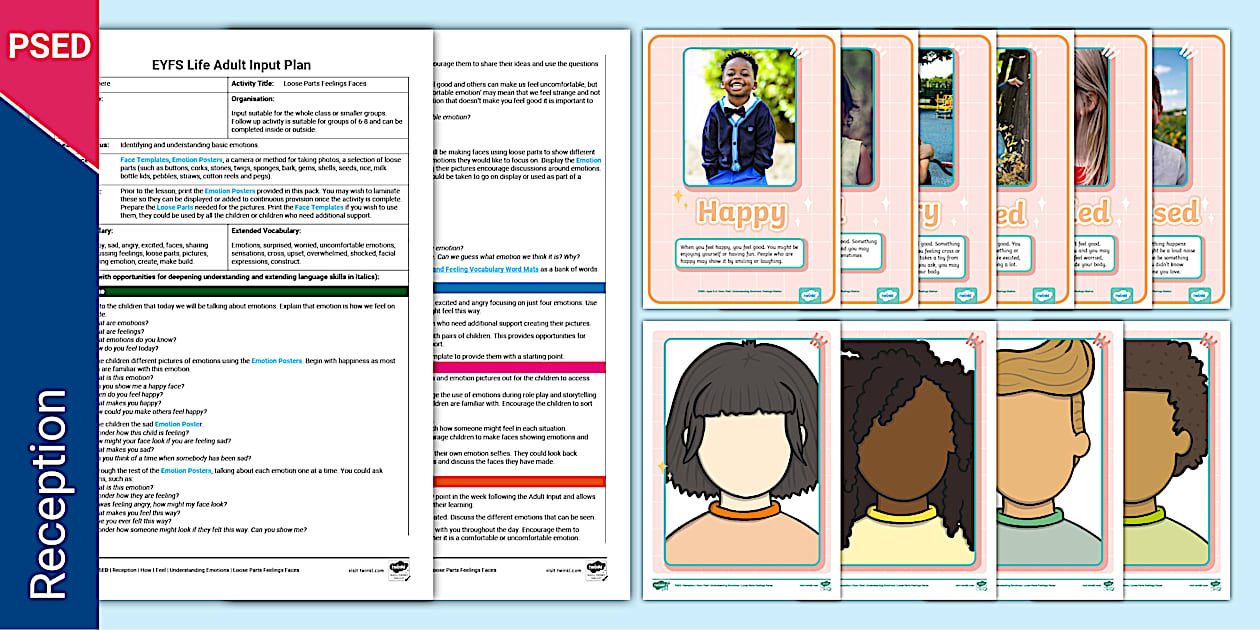 EYFS PSED Loose Parts Faces Plan and Pack (teacher made)
