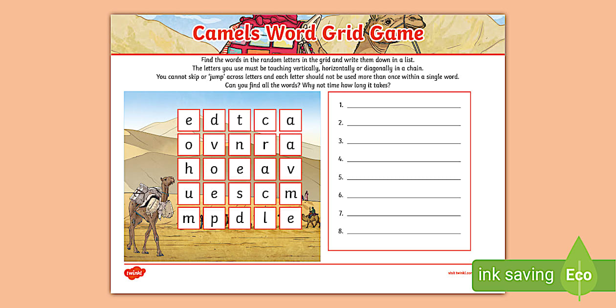 Camels Word Grid Game (teacher made) - Twinkl