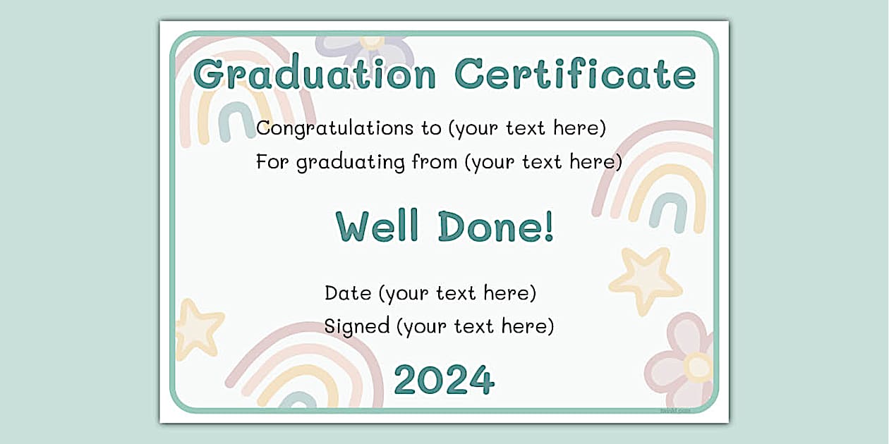 Editable Muted Rainbow Graduation Certificate | Twinkl