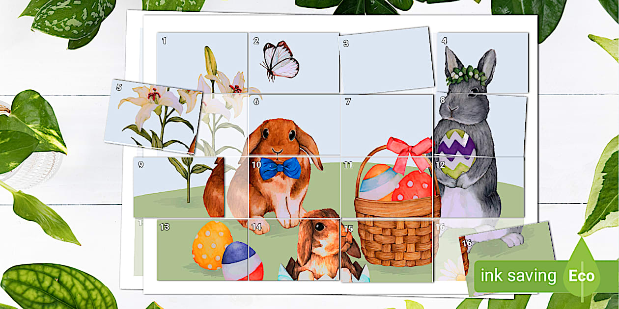 Easter Bunny | Spring Garden | Sticker Puzzle (teacher made)