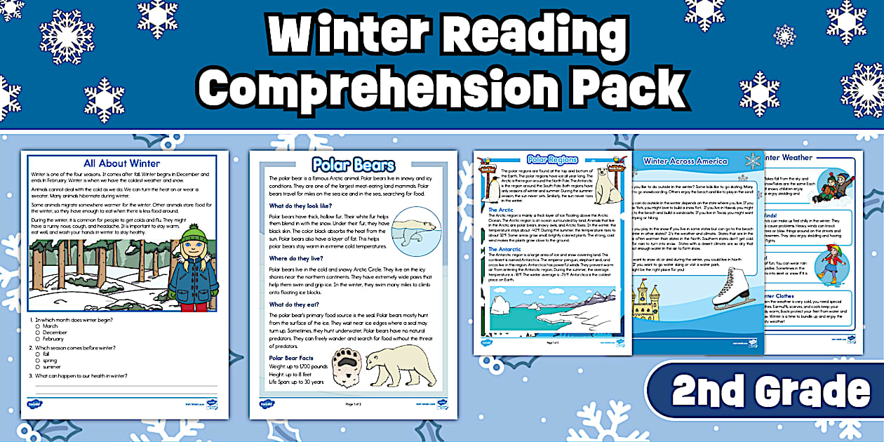 Second Grade Winter Reading Comprehension Pack
