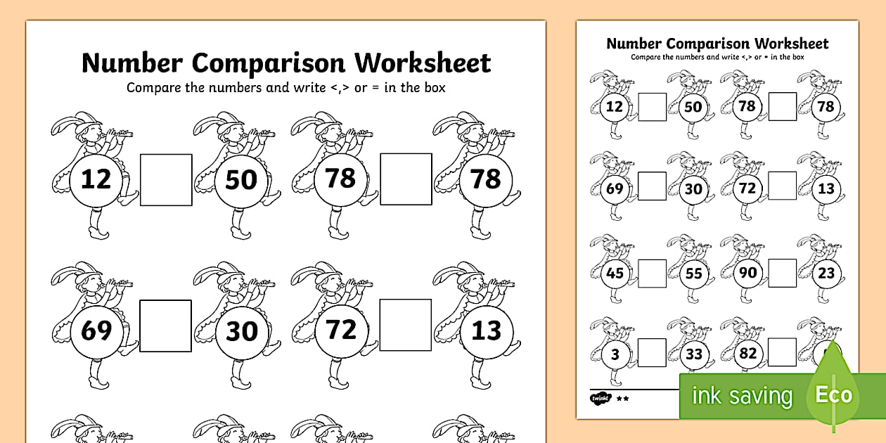 Editable The Pied Piper Number Comparison Worksheets