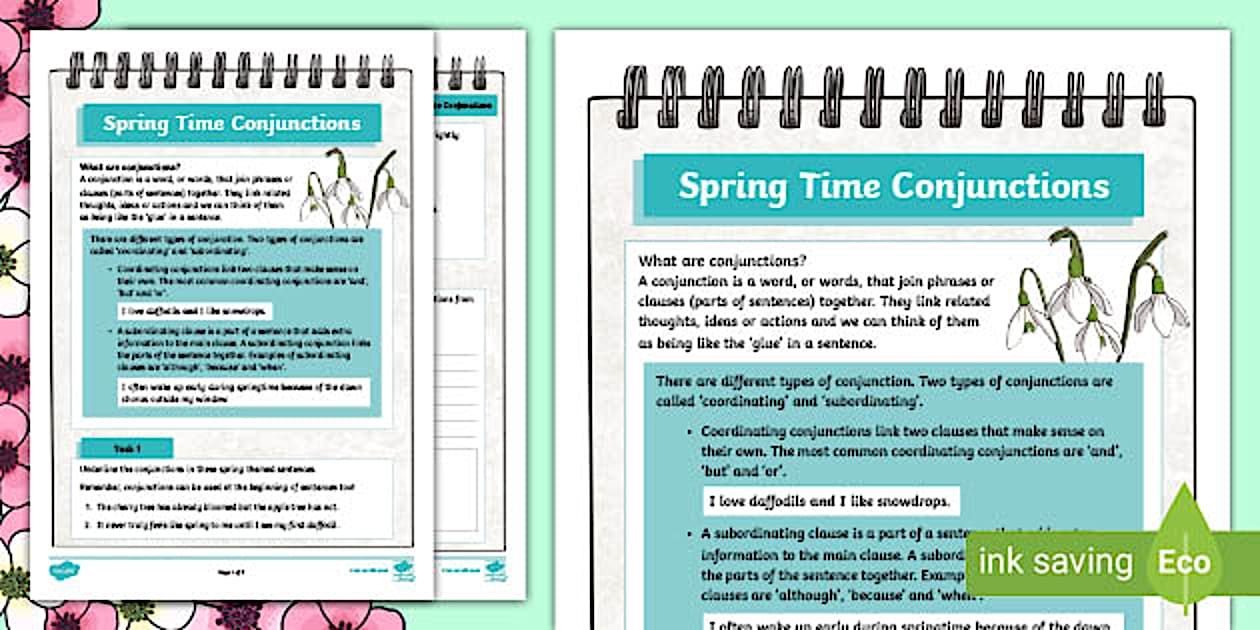 Spring Conjunctions Activity (teacher made) - Twinkl