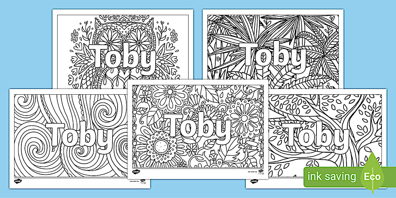 Toby Mindfulness Name Colouring Activity | Twinkl | KS1