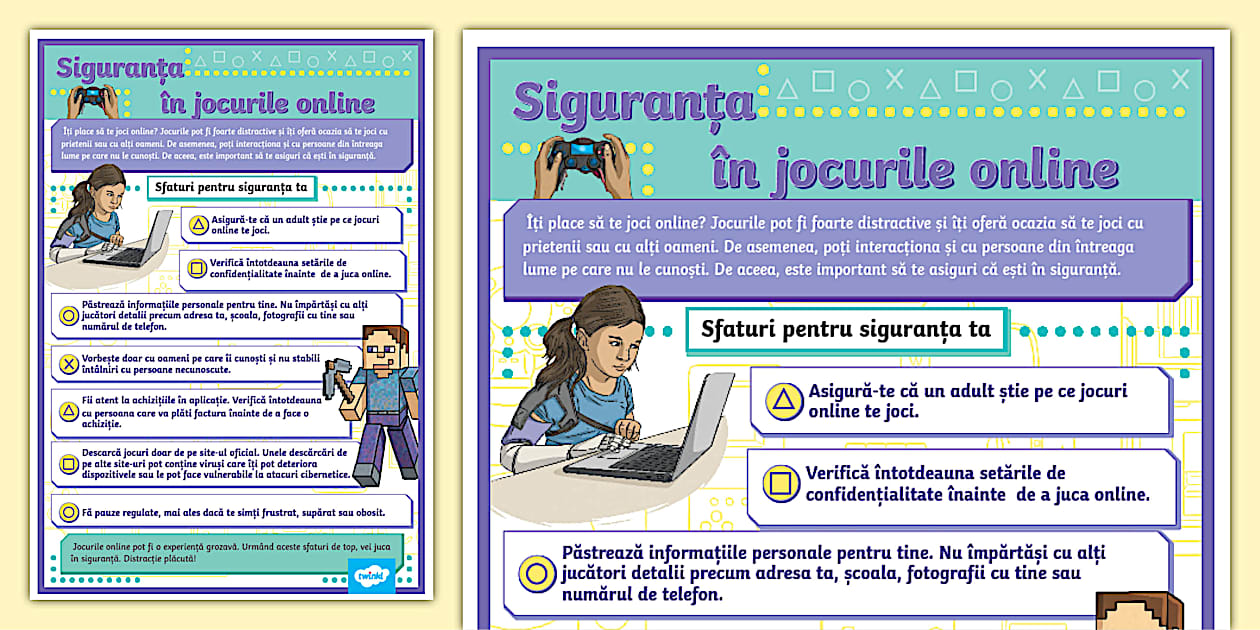 Siguranța în jocurile online – Planșă - Twinkl