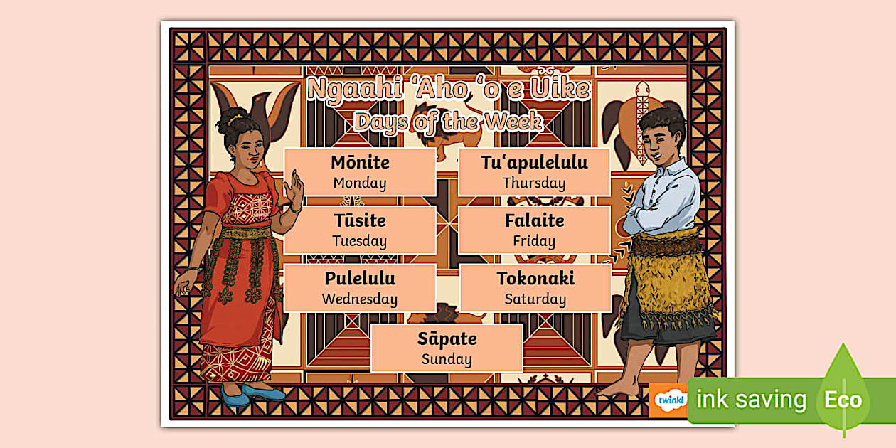 Bilingual Tongan Days of the Week Display Poster - Twinkl