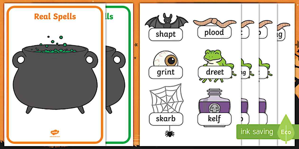 Halloween Themed Phase 4 Real and Nonsense Words Activity