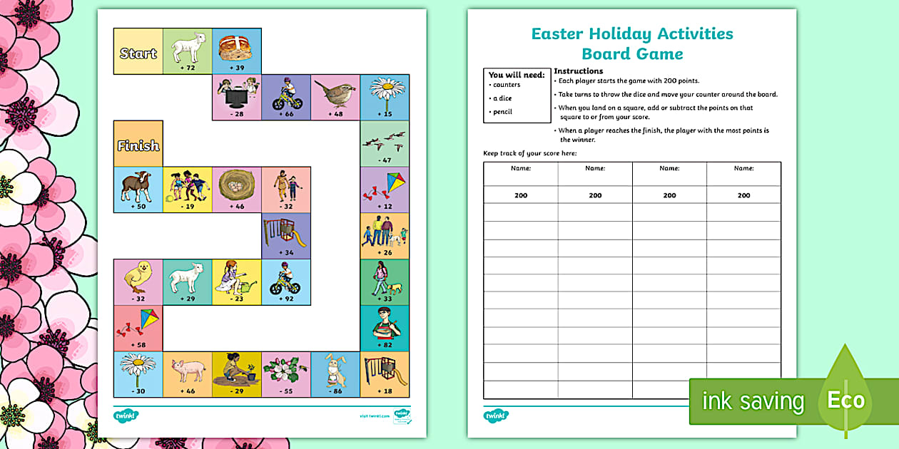 Spring-Themed Easter Holiday Activities Calculations Using Two and ...
