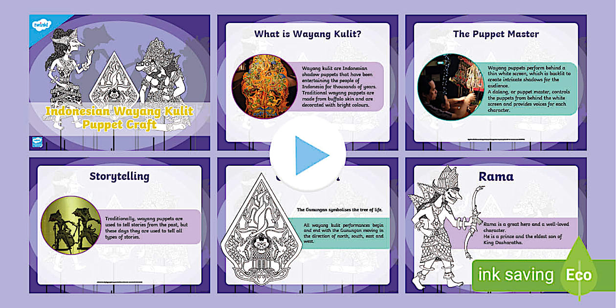 Indonesian Wayang Kulit Paper Craft PowerPoint - Twinkl