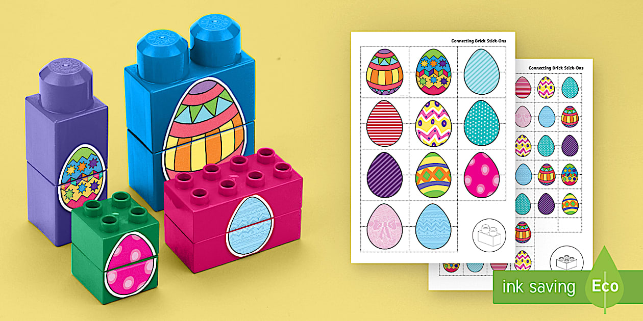 Easter Egg Patterns Matching Connecting Bricks Game - Twinkl