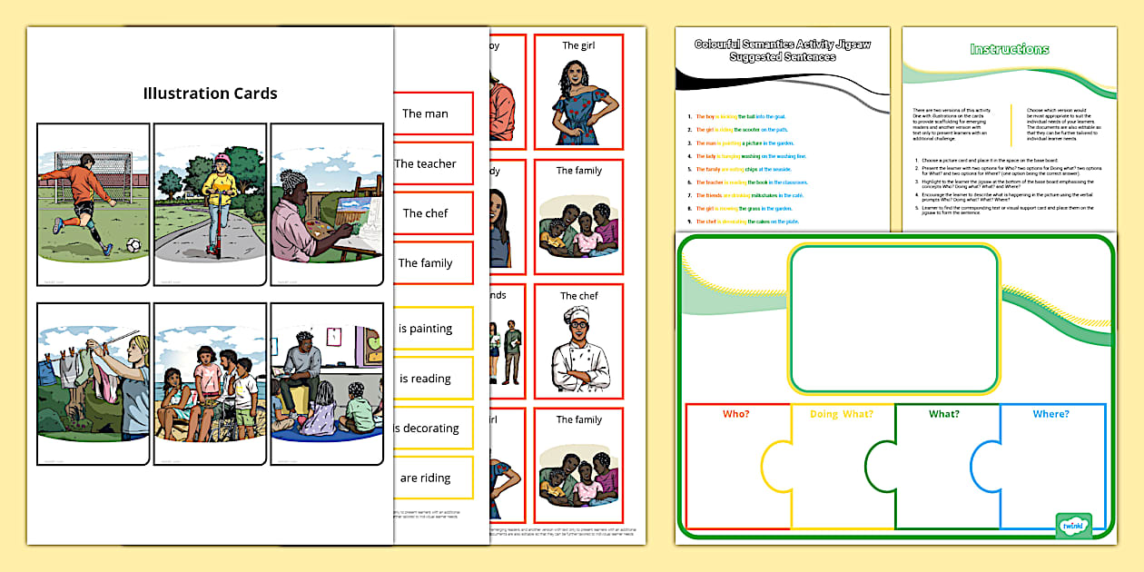 Older Learners Colourful Semantics: Activity Jigsaw Who? + Doing What ...