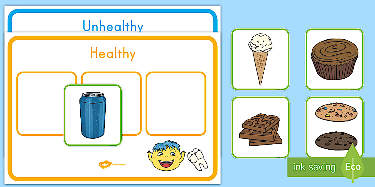 Dental Health Healthy and Unhealthy Sorting Activity Mats for PK-K