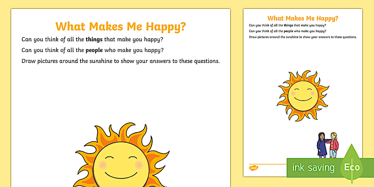 What Makes Me Happy Worksheet (teacher made) - Twinkl