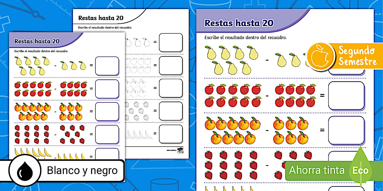 Guía de Trabajo: Restas hasta 20 (teacher made) - Twinkl