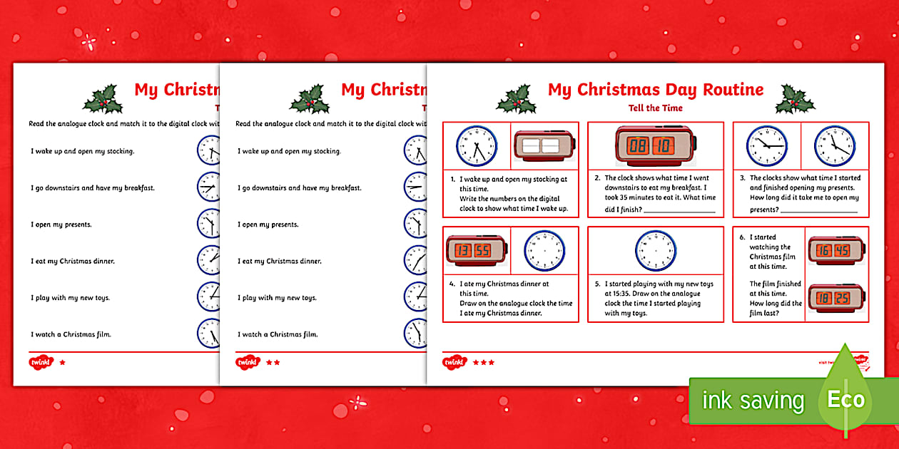 My Christmas Day Routine Differentiated Worksheets - Twinkl
